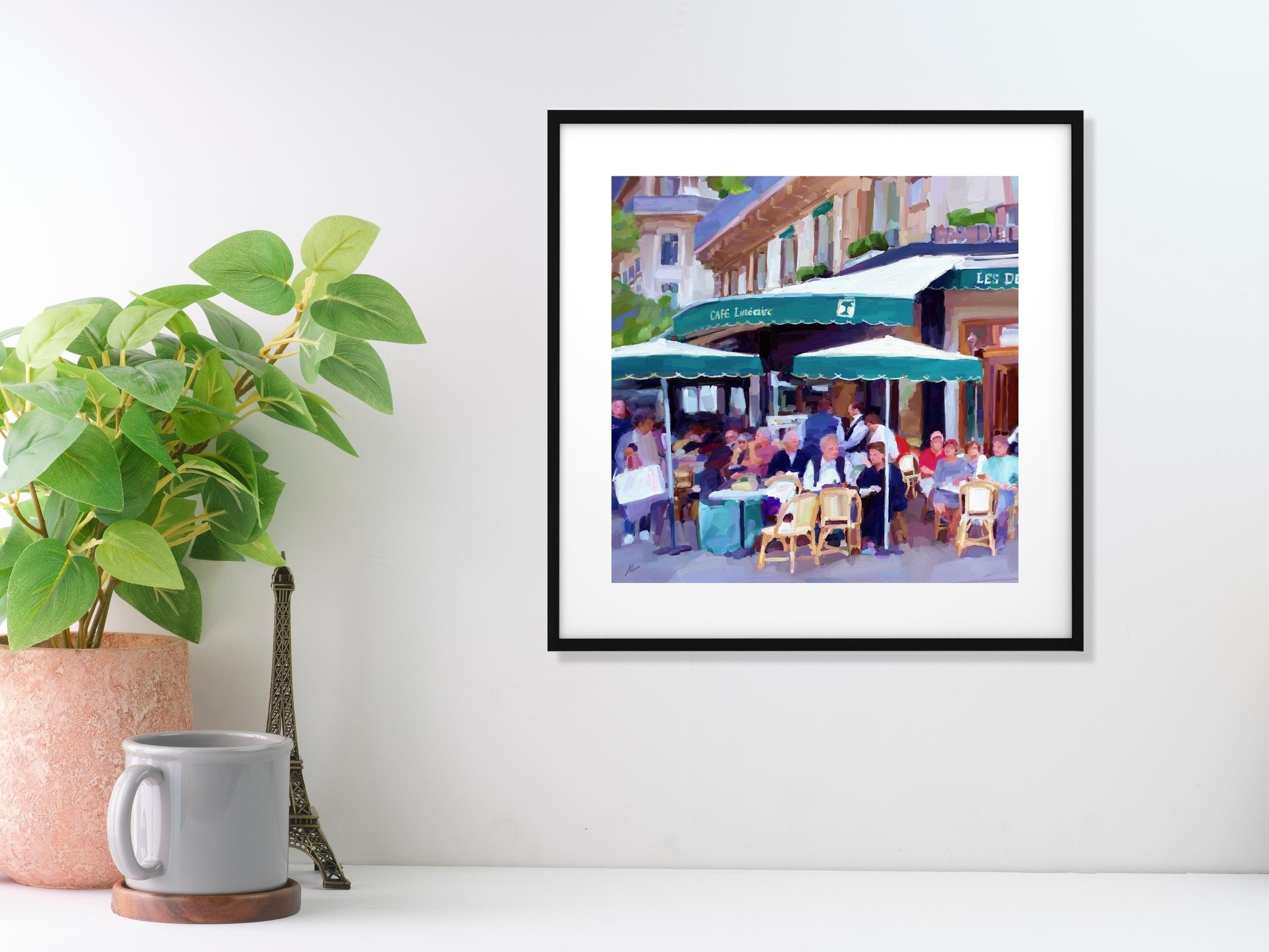 Paris Cafe Wall Art, Paris Sidewalk Cafe Wall Art, French Street Scene ...