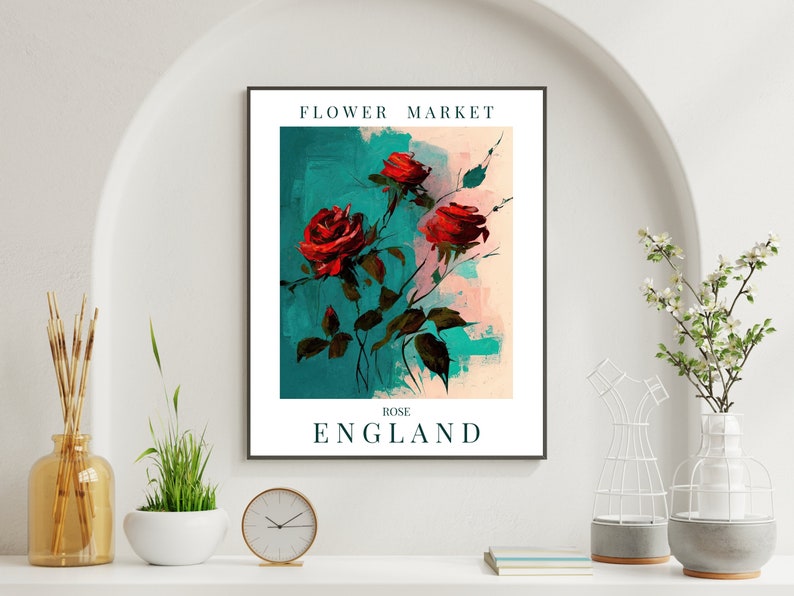 England National Flower Poster, Flower Market Print, Printable Wall Art ...
