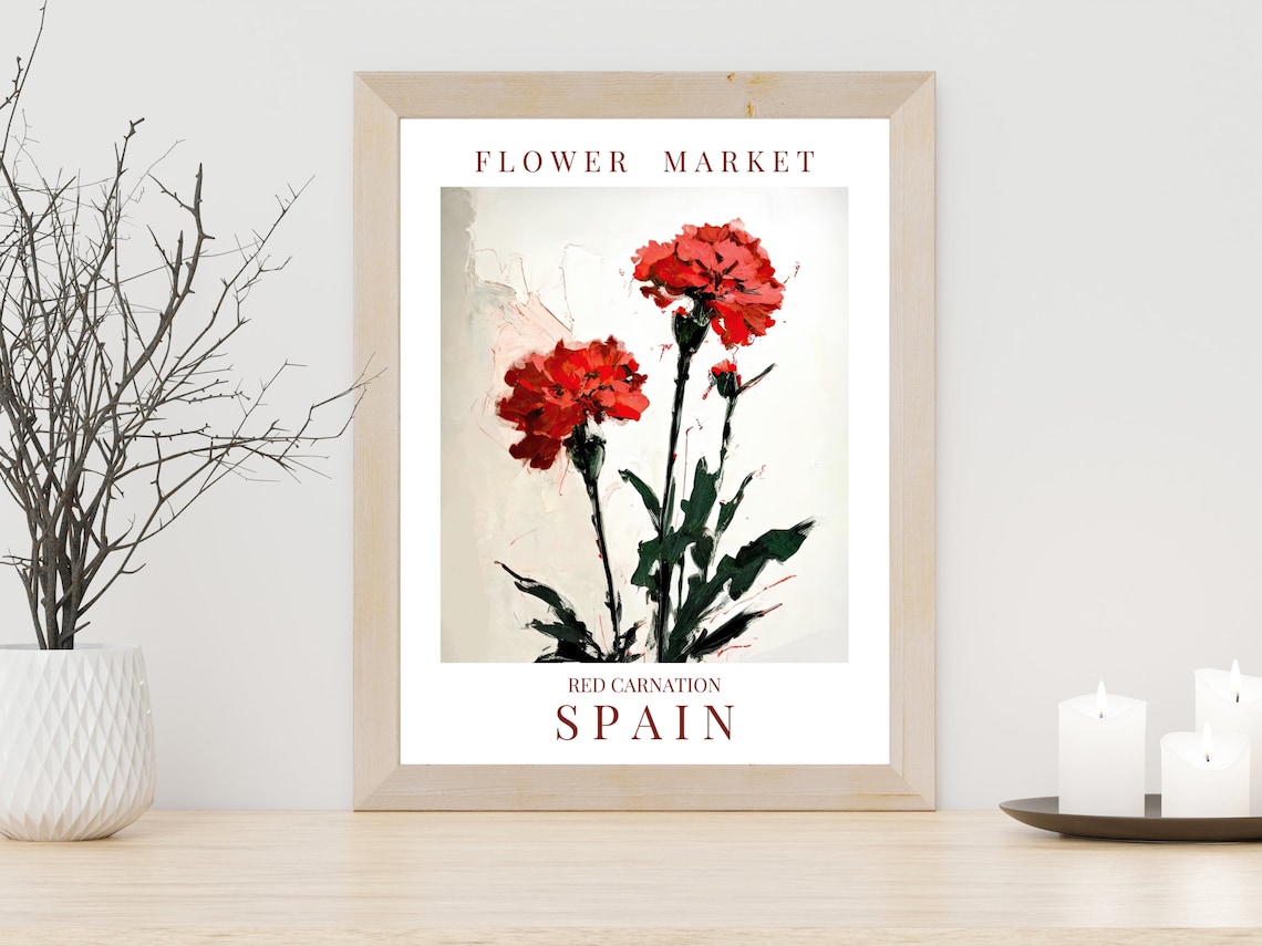 Spain National Flower Poster, Flower Market Print, Printable Wall Art ...