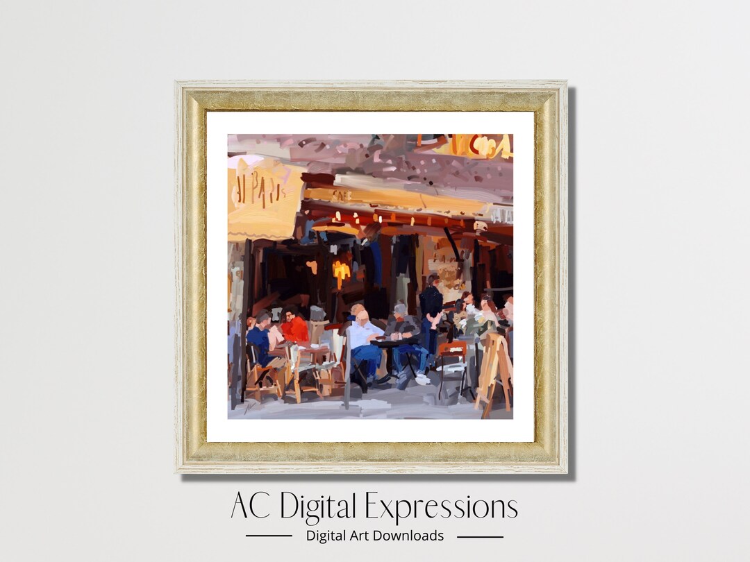 French Cafe Wall Art, French Sidewalk Cafe Wall Art, Paris Street Scene ...