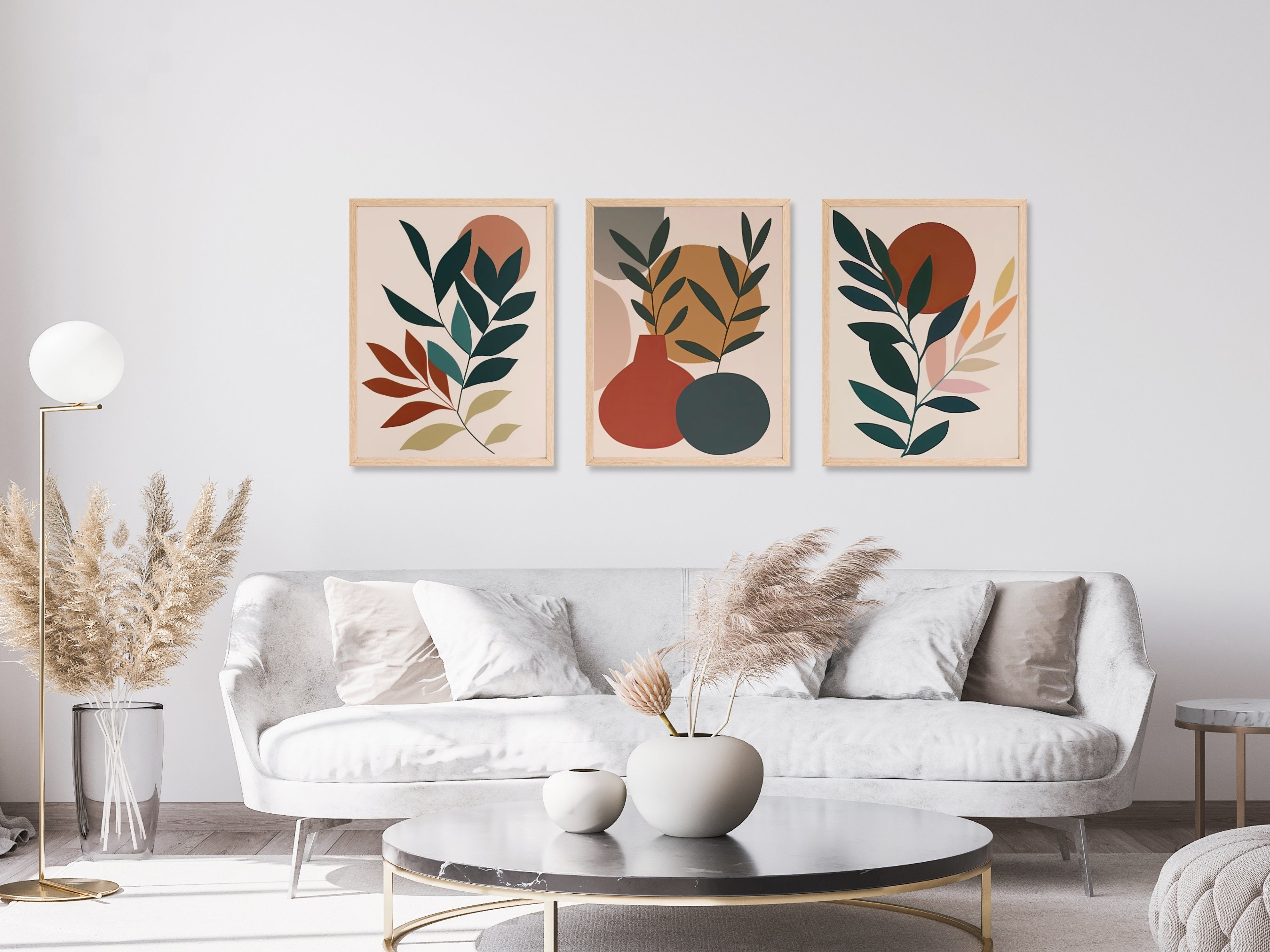 Boho Prints Set of 3, Mid Century Modern Prints, Neutral Color ...