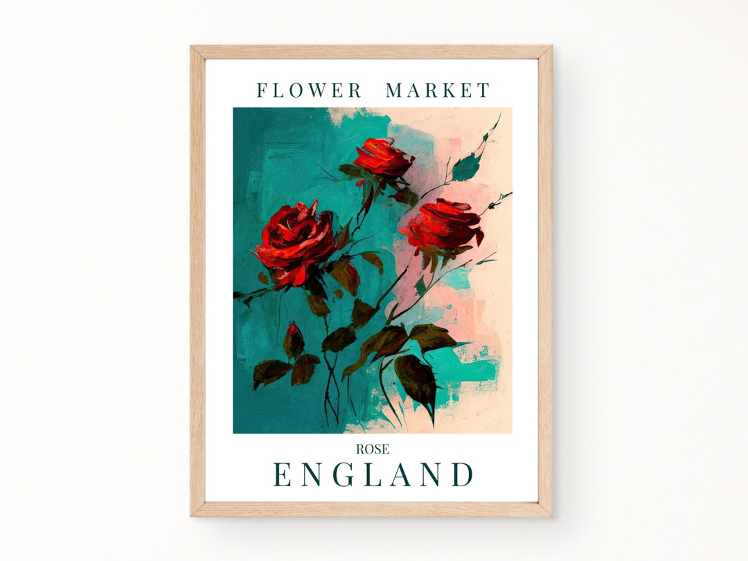 England National Flower Poster, Flower Market Print, Printable Wall Art ...