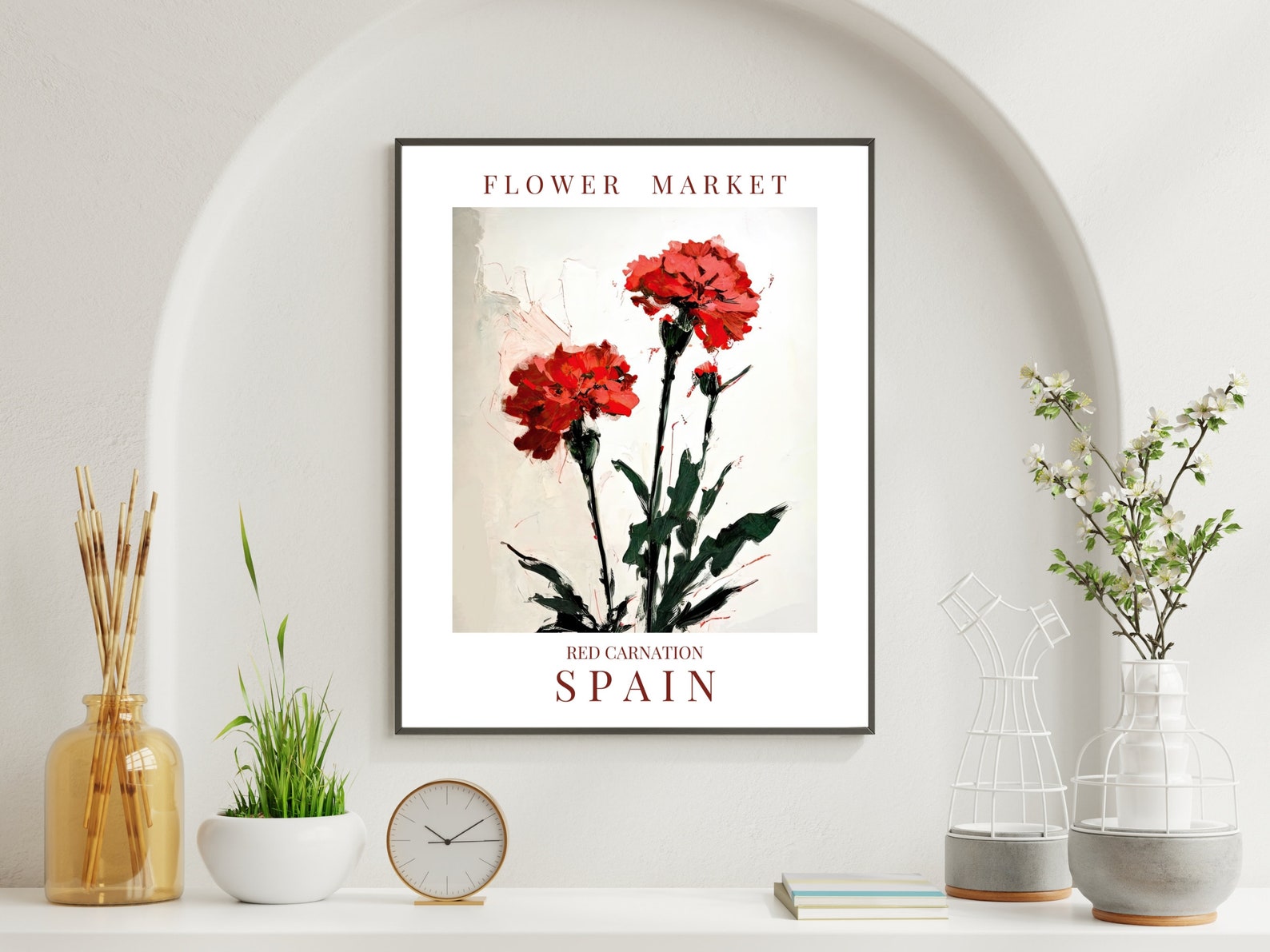 Spain National Flower Poster, Flower Market Print, Printable Wall Art ...