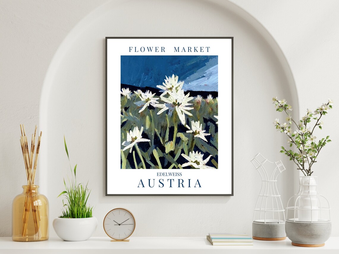 Austria National Flower Poster Flower Market Print Printable - Etsy