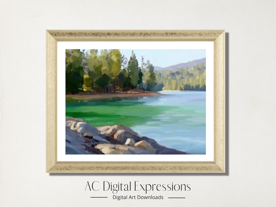 Lakeside Printable Wall Art, Scenic Lake Wall Art, Landscape Wall Art ...