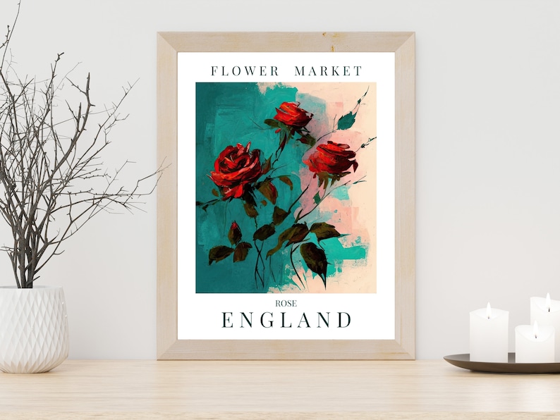 England National Flower Poster, Flower Market Print, Printable Wall Art ...