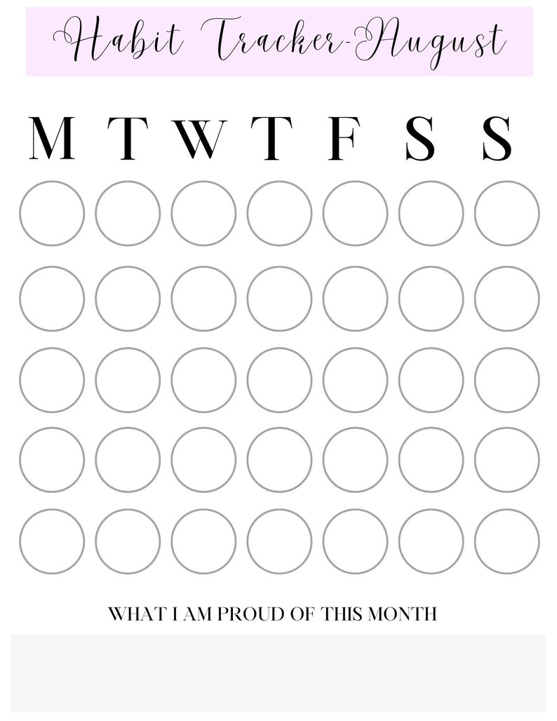 12-month Habit Tracker Pastel Pink Circles - Etsy