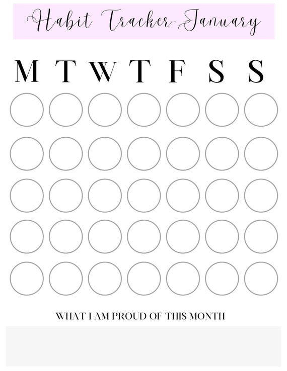 12-month Habit Tracker Pastel Pink Circles - Etsy