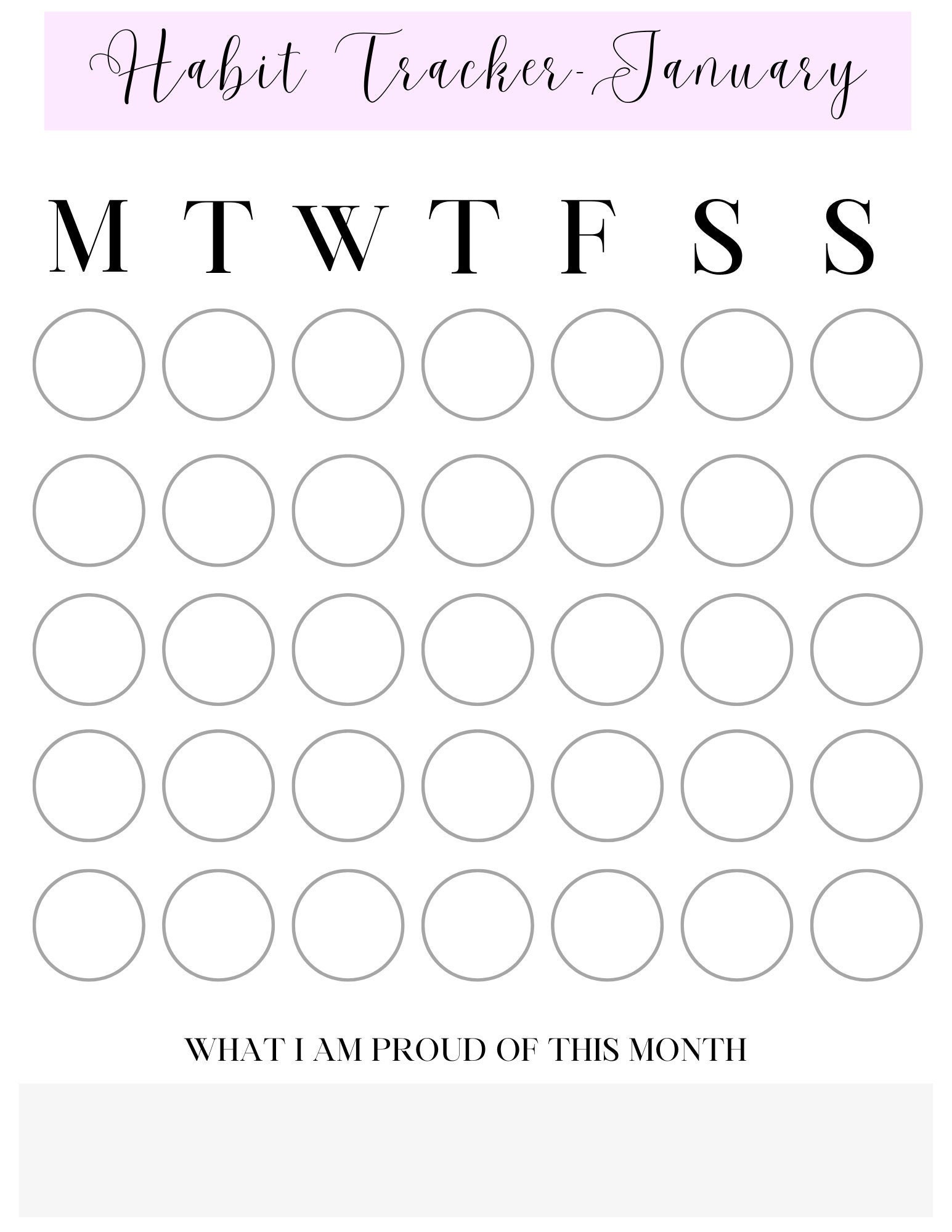 12-month Habit Tracker Pastel Pink Circles - Etsy