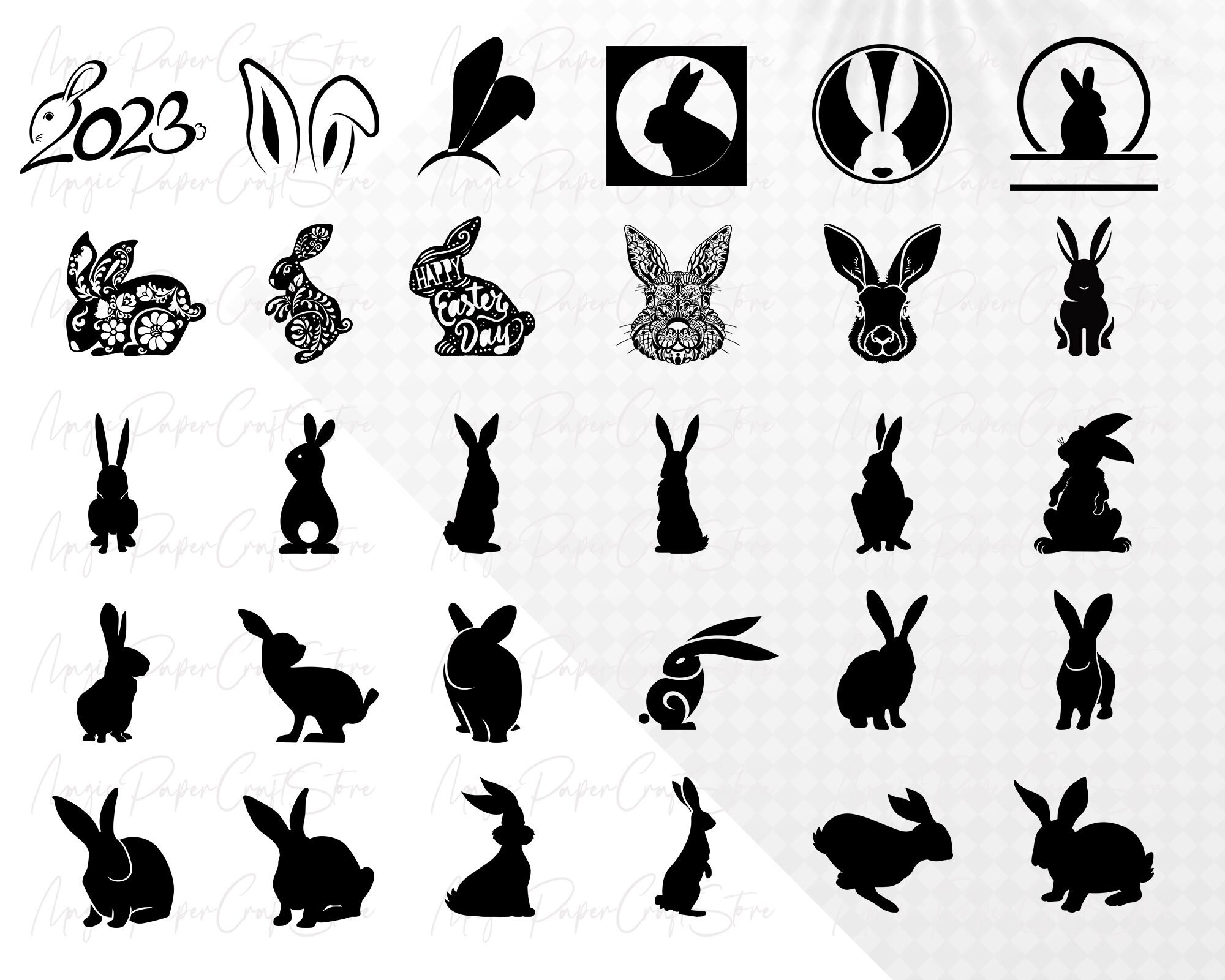 Bunny SVG Bundle | Easter Bunny SVG | Rabbit Clipart | Rabbit PNG ...