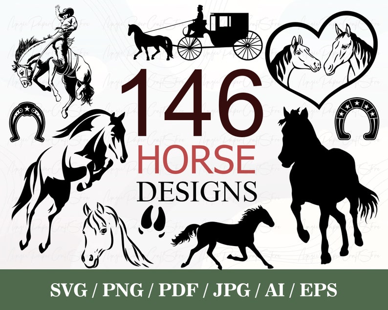 Cheval SVG Bundle | Cheval SVG | Silhouette de cheval | Fer à cheval ...