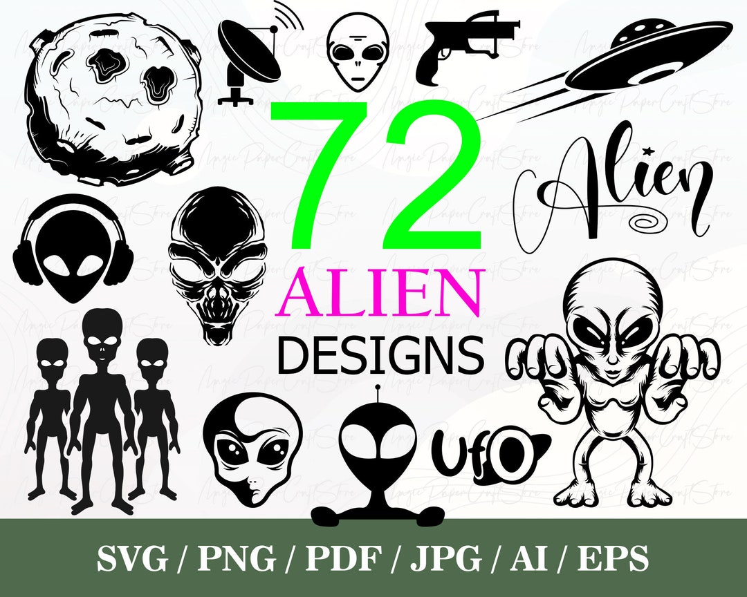 72 Alien SVG Bundle | Ufo SVG | Aliens Png | Alien Face Svg | Ufo Png ...
