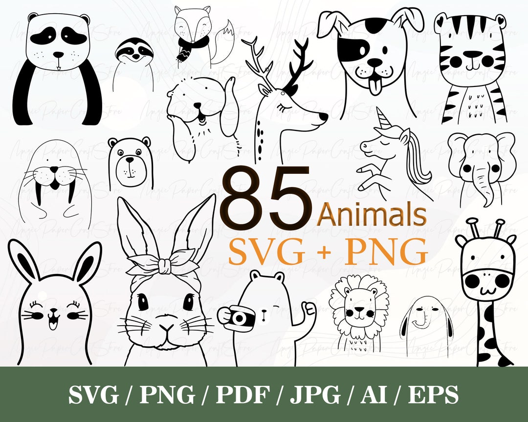 85 Animals SVG Bundle| SVG for Cut File | Animal Hand Drawn Style ...