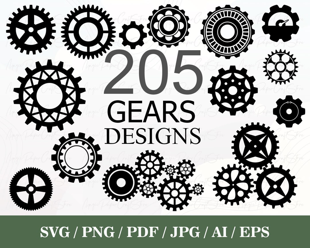 205 Gears SVG Bundle | Cogs and Gears Svg | Gears PNG | Gears Clipart ...