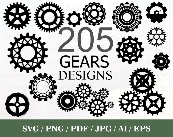 205 Gears SVG Bundle Cogs and Gears Svg Gears PNG Gears Clipart Metal ...