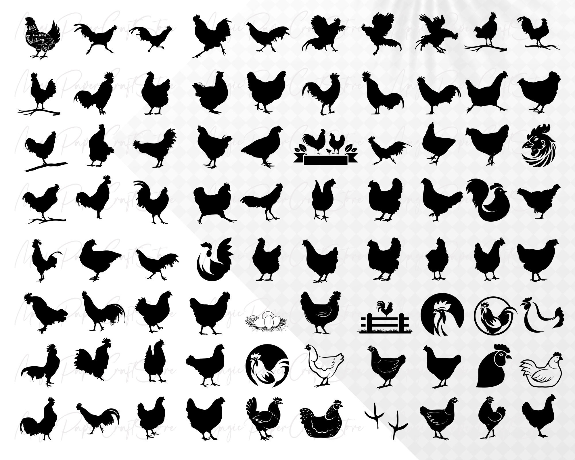 Chicken Svg Bundle Hand Drawn, Chicken Svg, Rooster Svg, Chicken Svg ...