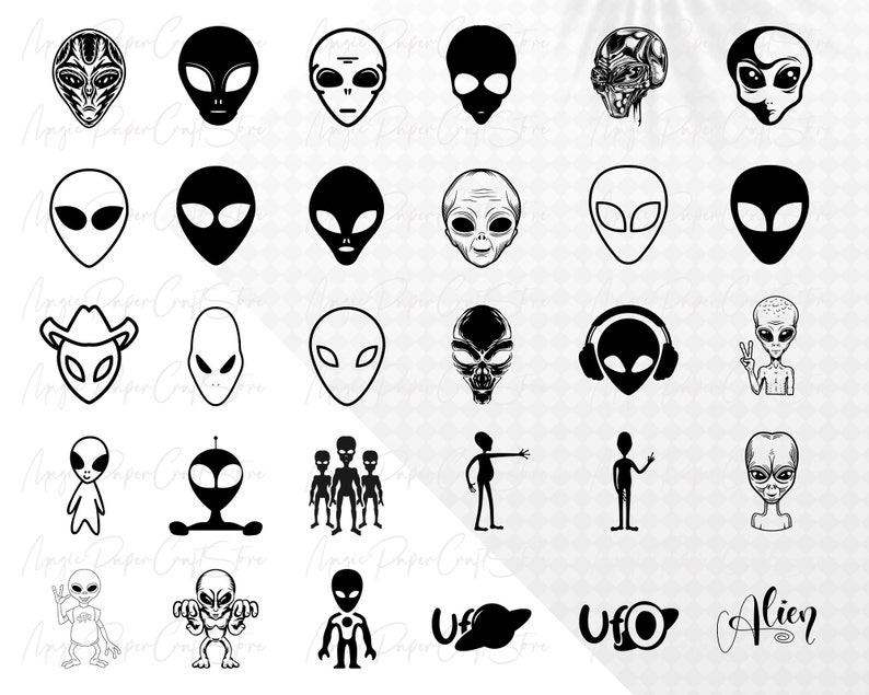 72 Alien Svg Bundle Ufo Svg Aliens Png Alien Face Svg Etsy