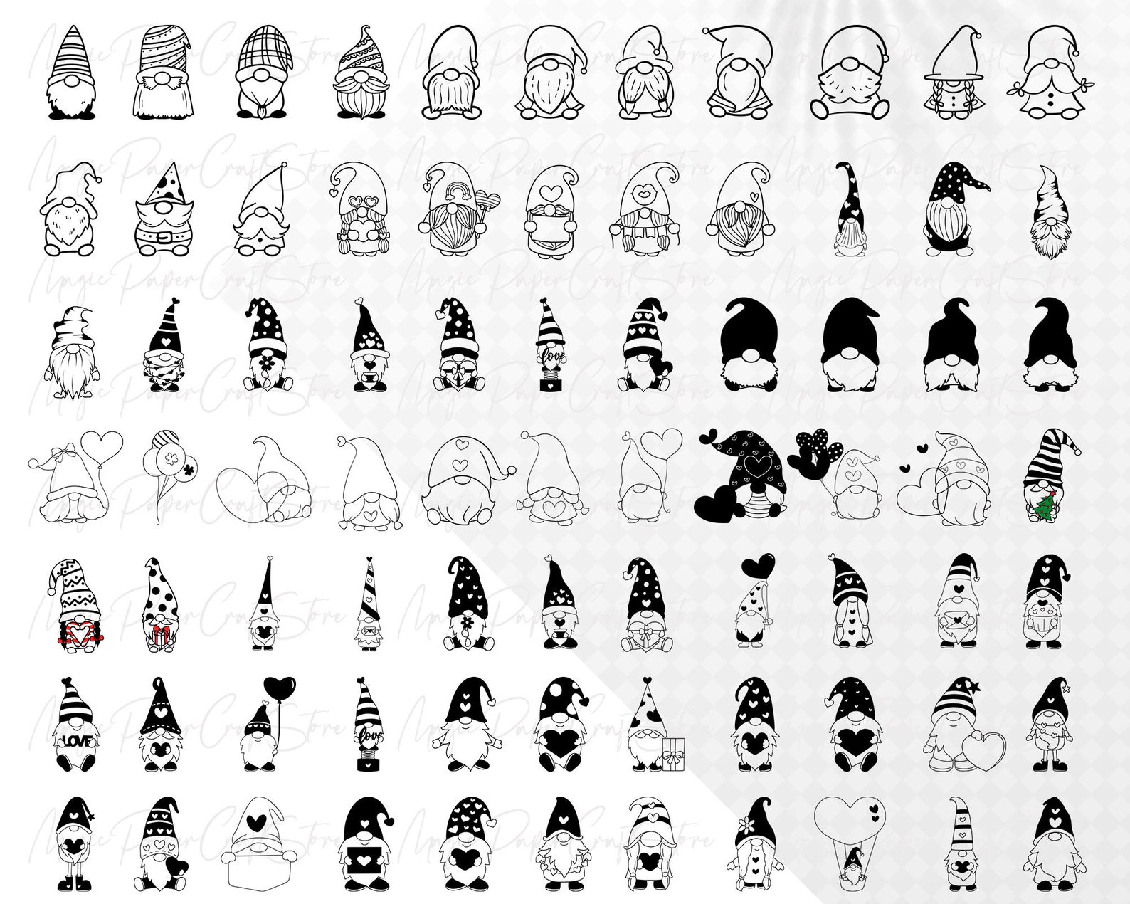 233 Gnome SVG Bundle Gnome Png Design Love SVG Gnome Clipart Gnome ...