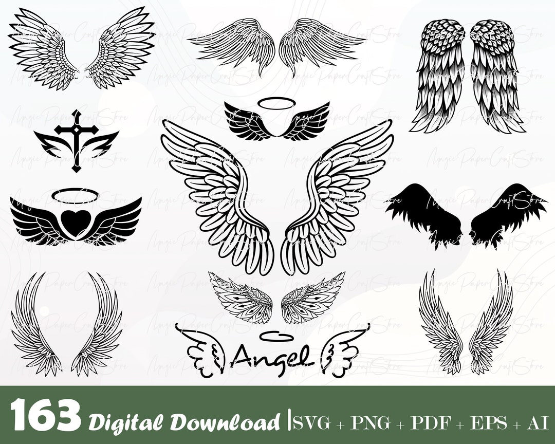 163 Angel Wings Svg Bundle, Wings SVG, Wings PNG, Wings Cut File, Angel ...