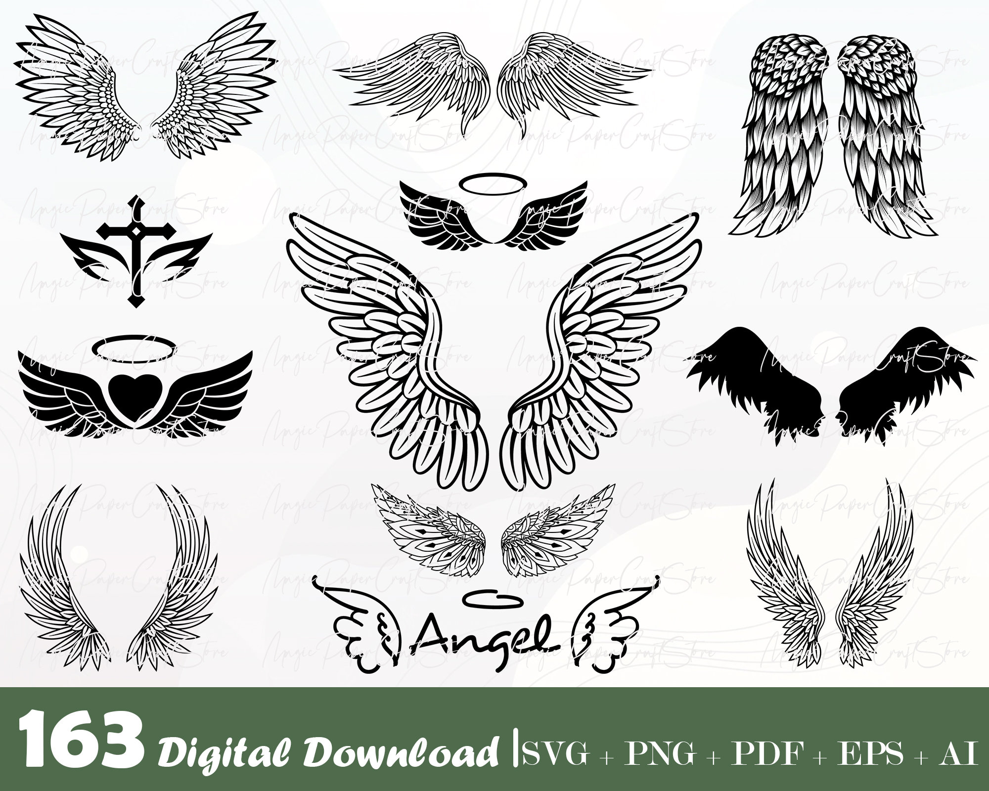 163 Angel Wings Svg Bundle, Wings SVG, Wings PNG, Wings Cut File, Angel ...