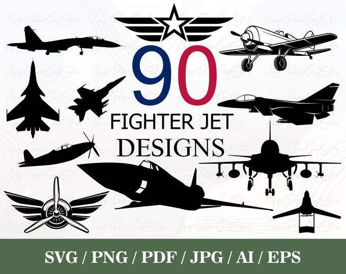 Fighter Jet SVG Bundle Fighter Planes SVG Download Military Planes Vector Fighter Aircraft SVG ...