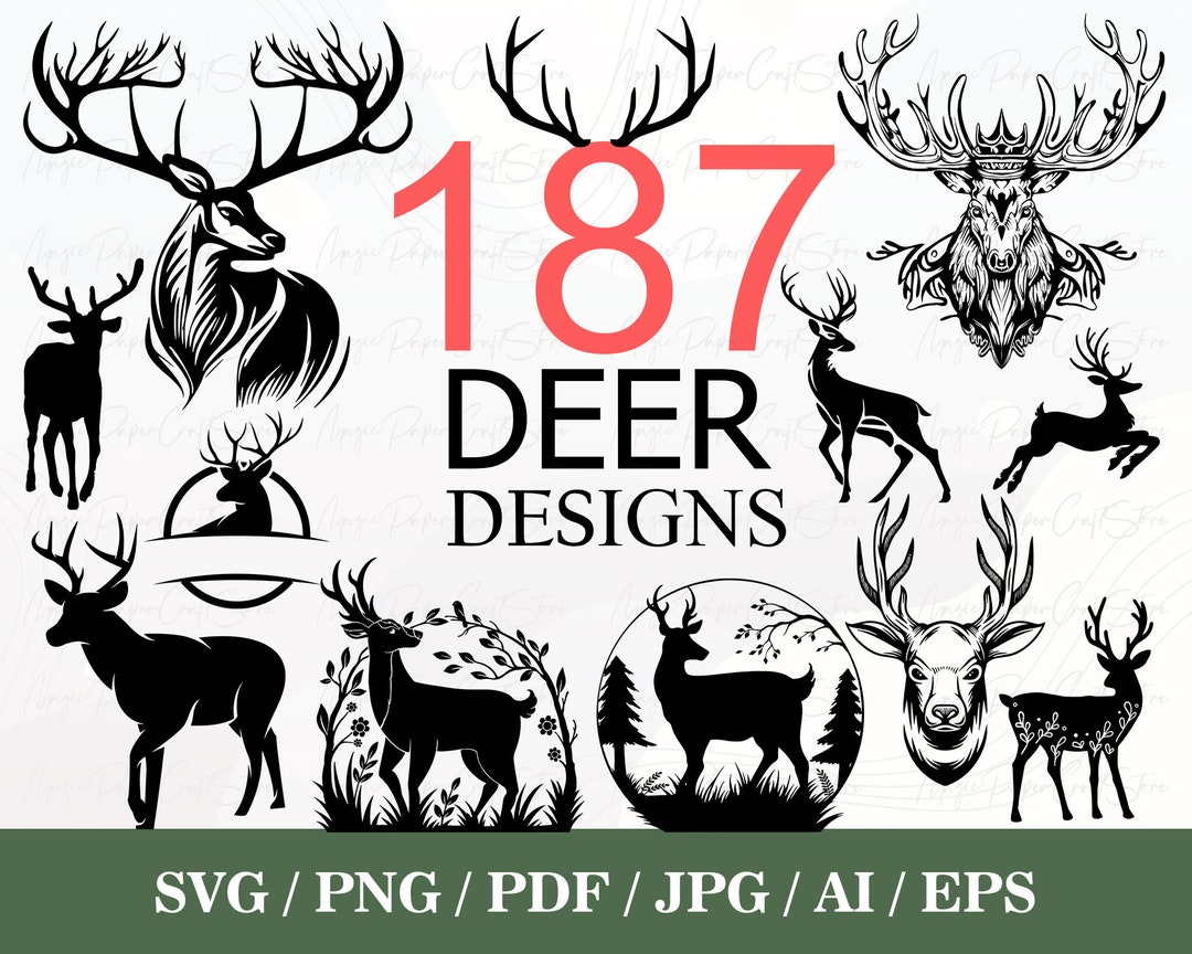 187 Reh SVG | Reh png | Reh jagd svg | Hirschkopf SVG | Reh Silhouette ...