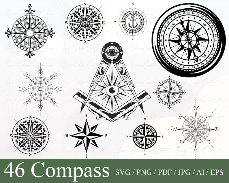 46 Compass Svg Bundle Compass Svg Nautical Compass Svg Etsy