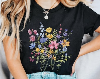 Flower Shirt, Gift for Her, Flower Shirt Aesthetic, Floral Graphic Tee, Floral Shirt, Flower T ...