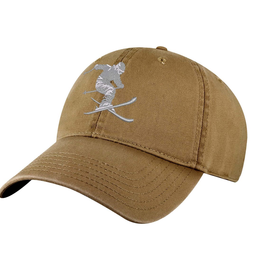 Skier Hat - Embroidered Ski Silhouette Baseball Cap, 100% Cotton - Etsy