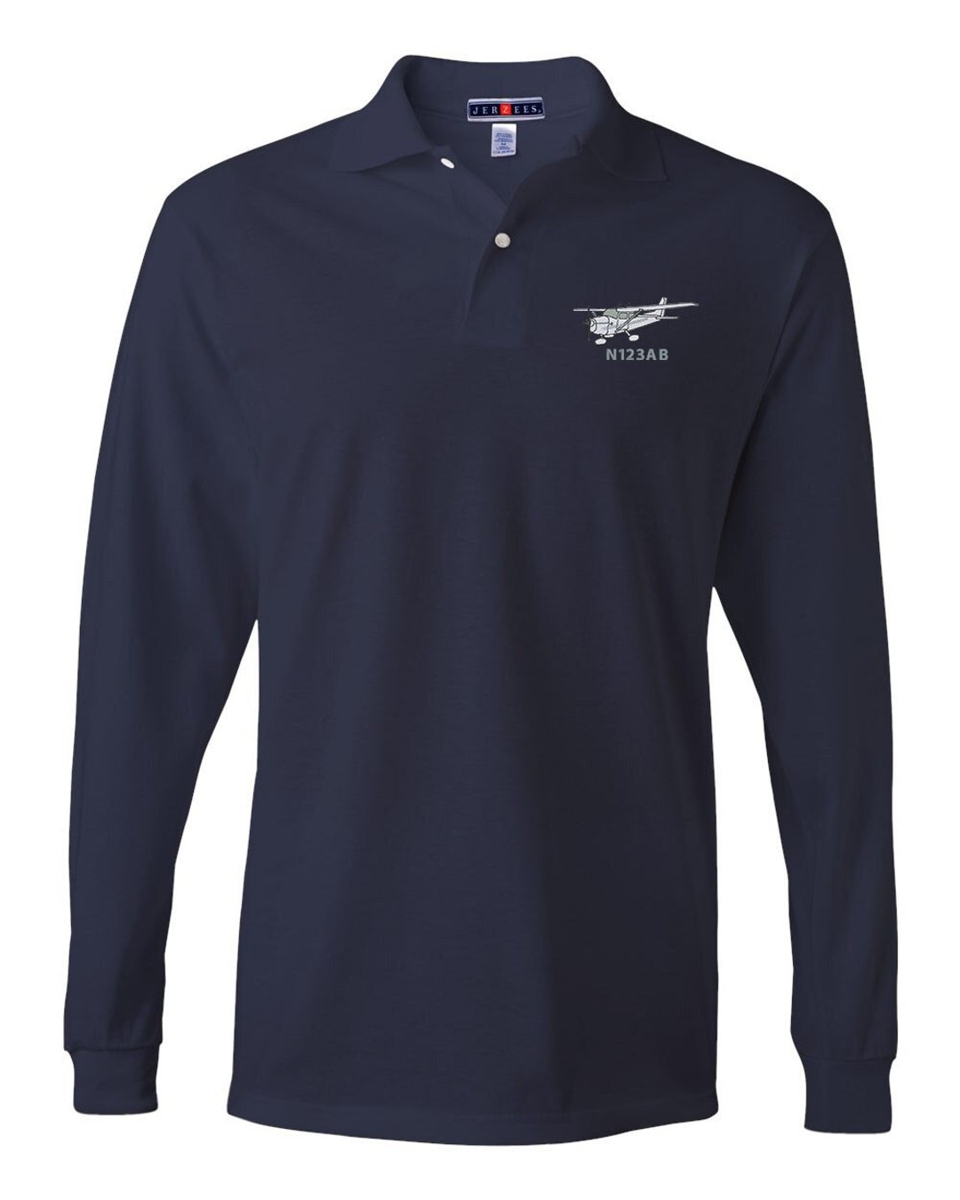 Aircraft 172 With Custom Tail Number Long Sleeve Polo, Custom N Numer ...