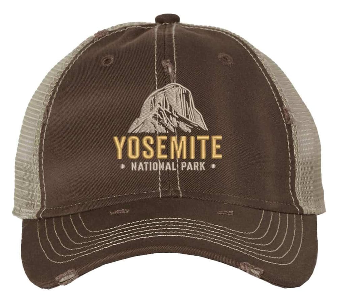 Yosemite Trucker Hat - Distressed National Park Strapback Cap With ...