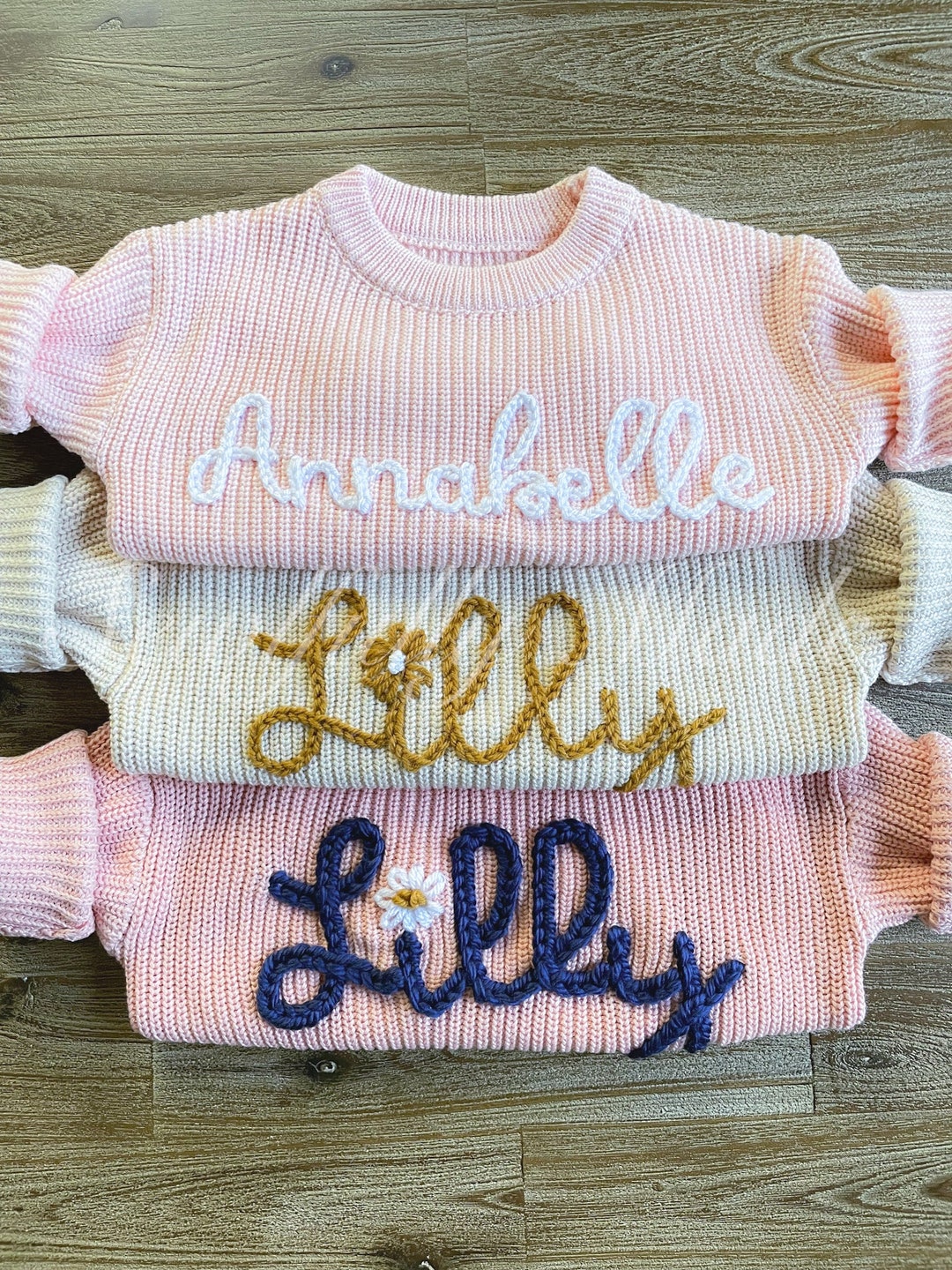 Personalized Baby Knit Sweater, Name Sweater, Hand Embroidered Baby ...