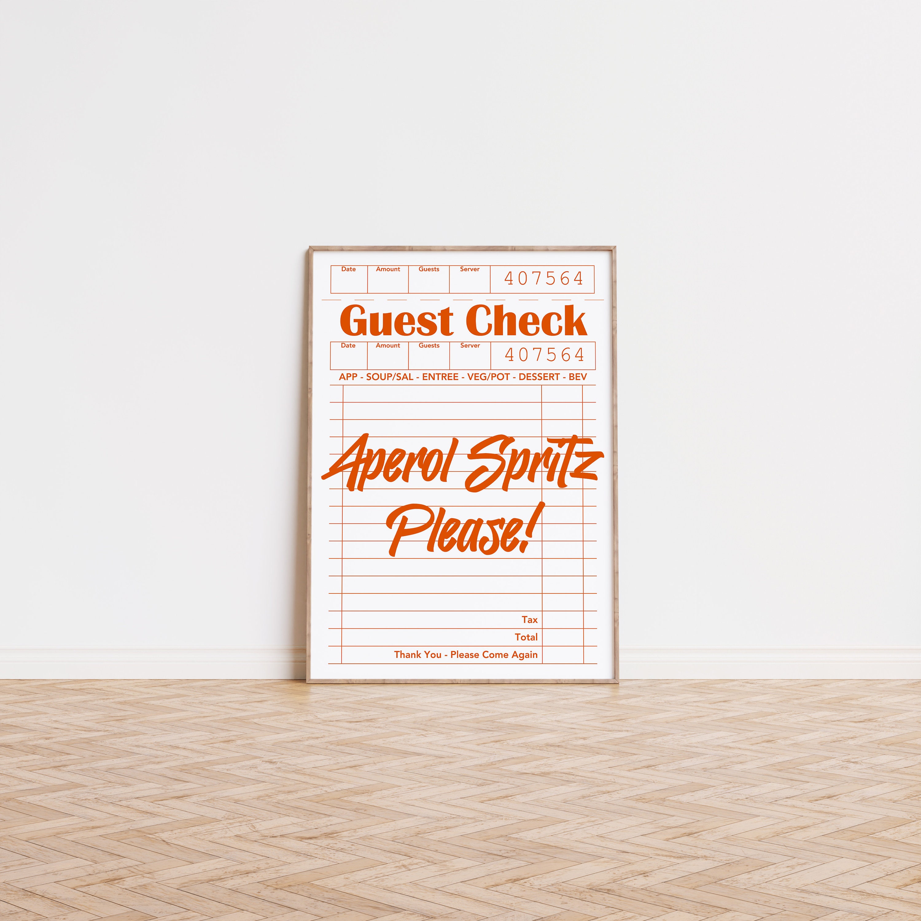 Guest Check Poster Wall Art Aperol Spritz Art European Summer Trendy ...