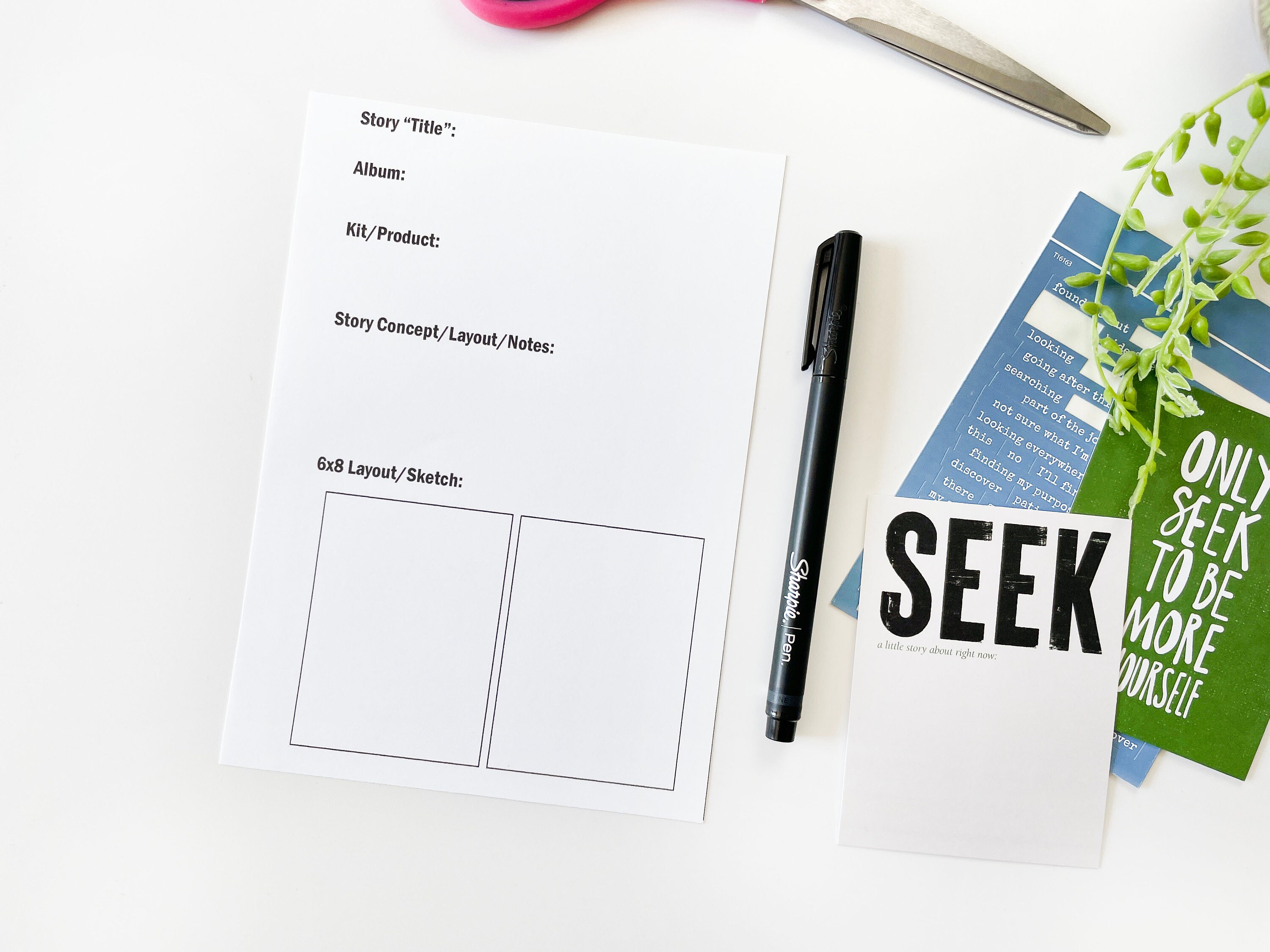 6x8 Layout | Scrapbook Story Planning Pages - Etsy