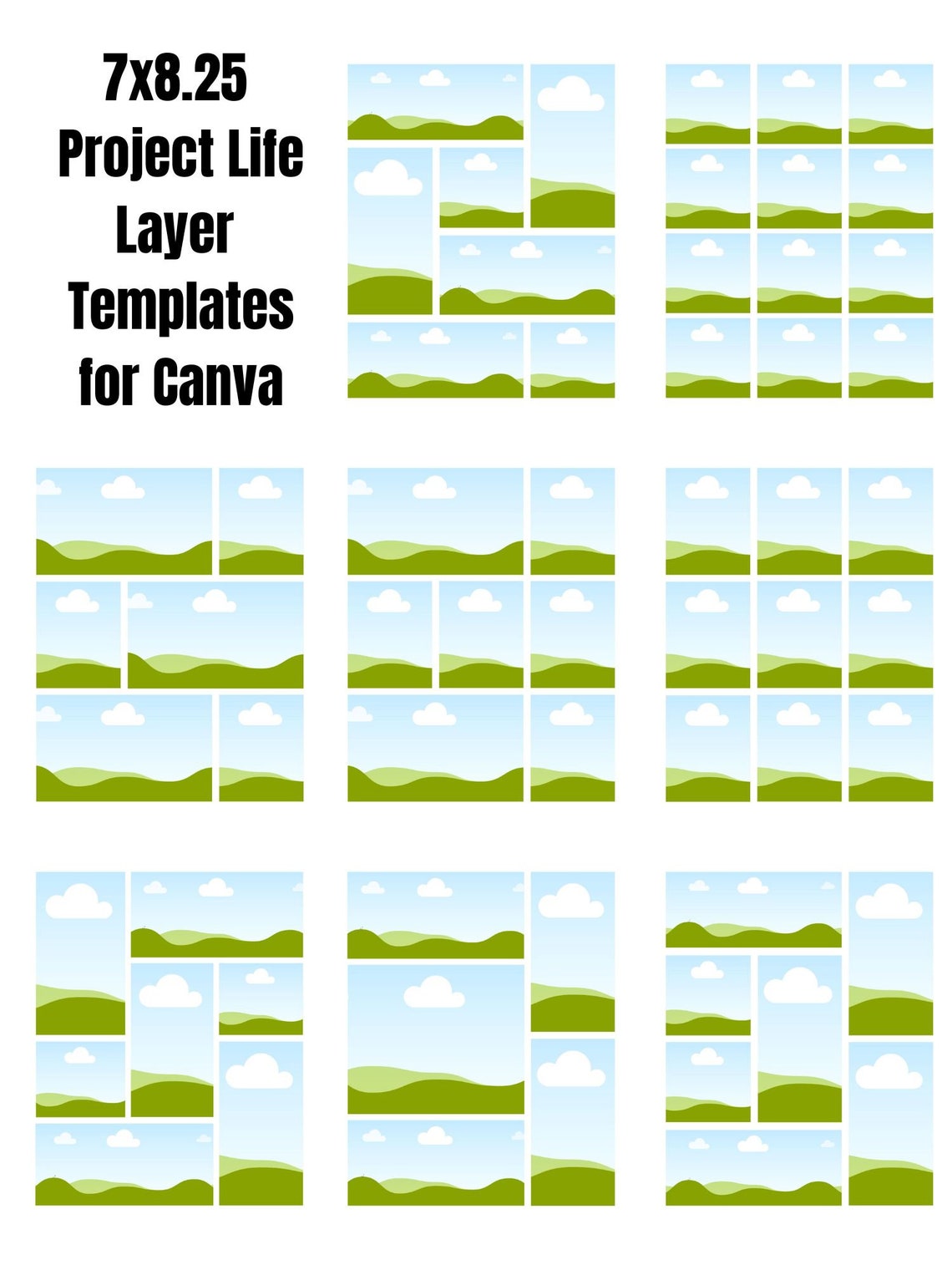 7x8.25 Project Life Canva Scrapbook Photo Templates - Etsy