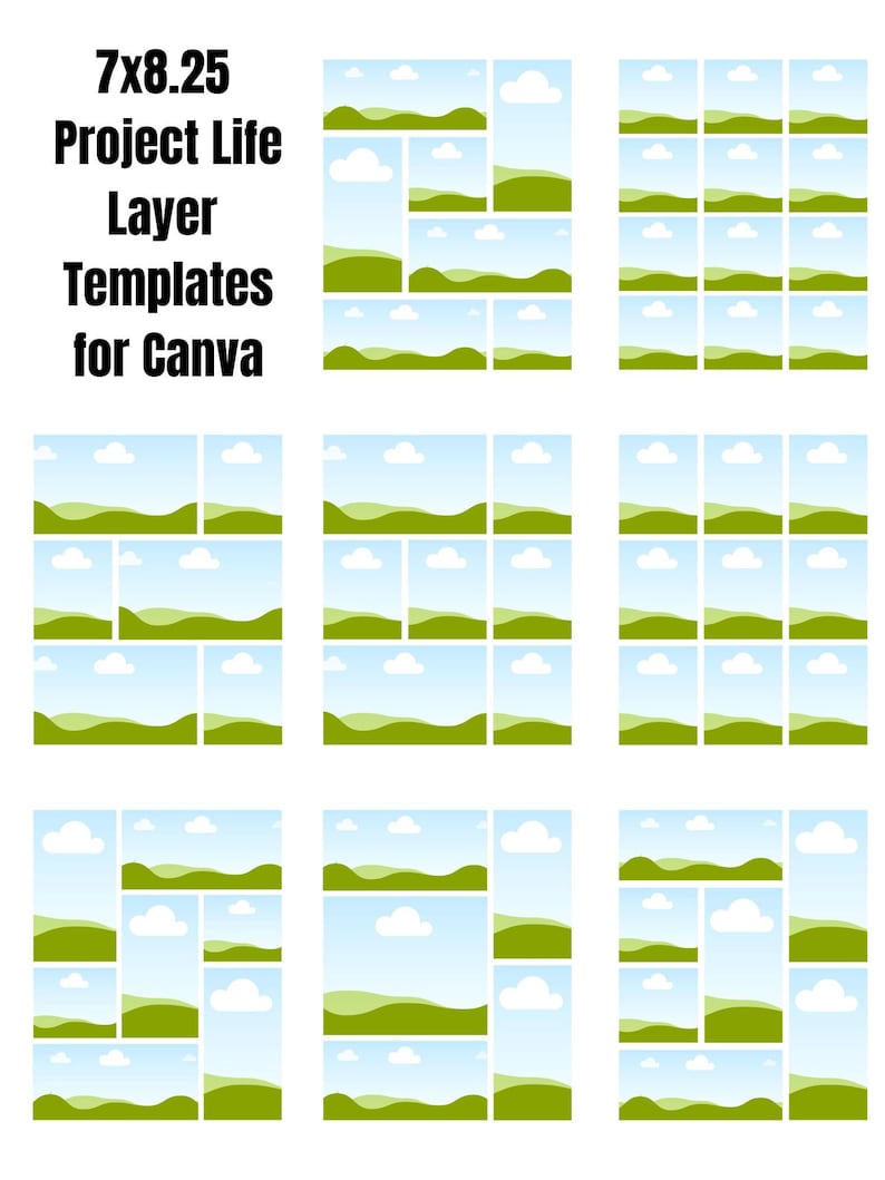 7x8.25 Project Life | Canva | Scrapbook Photo Templates - Etsy