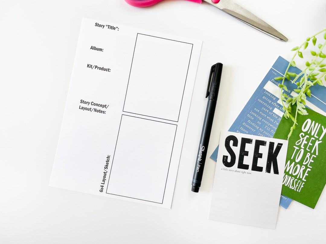 6x4 Layout | Scrapbook Story Planning Pages - Etsy