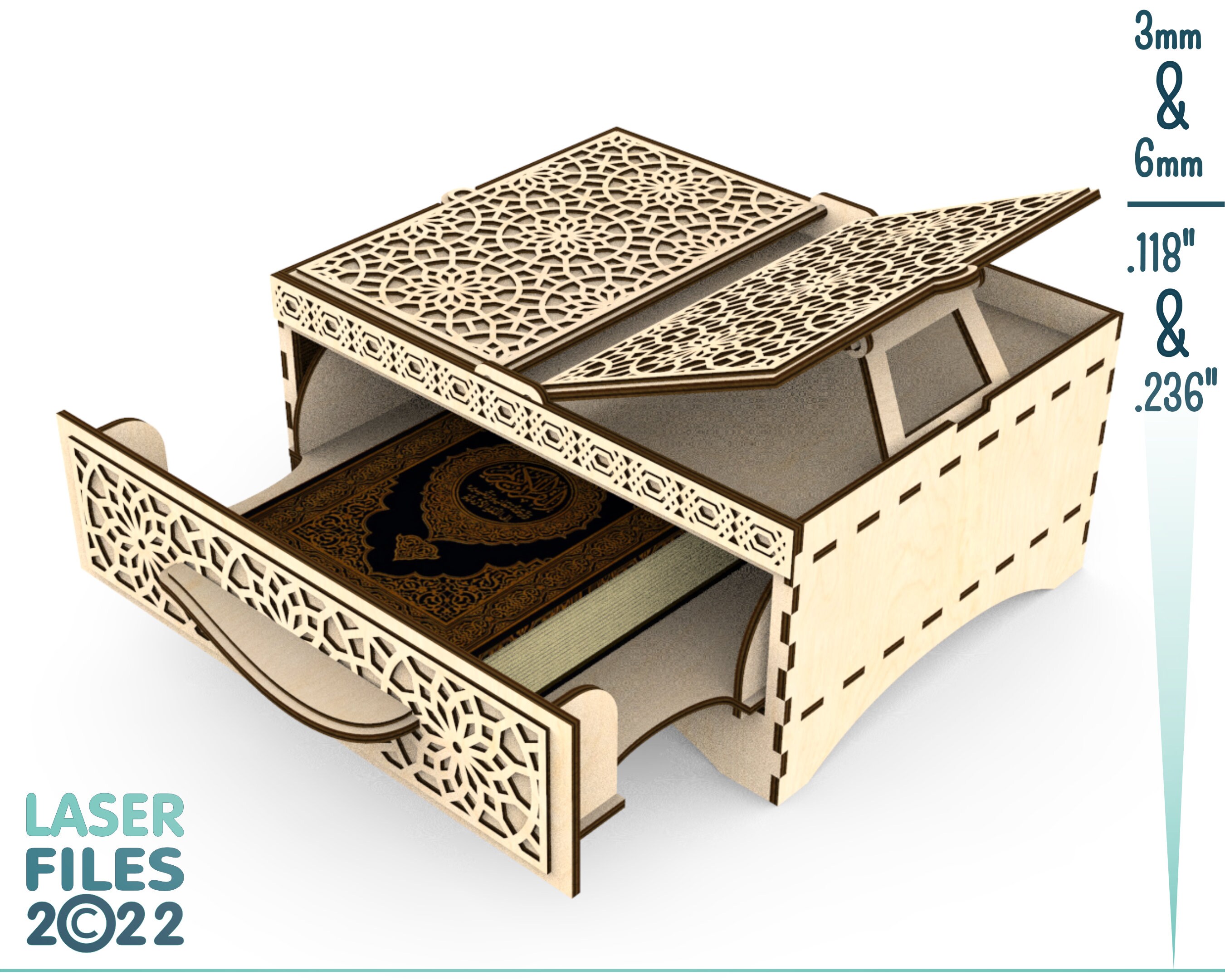 Lux Wooden Box with Kaaba Quran | Koran with Wooden Storage Box ...