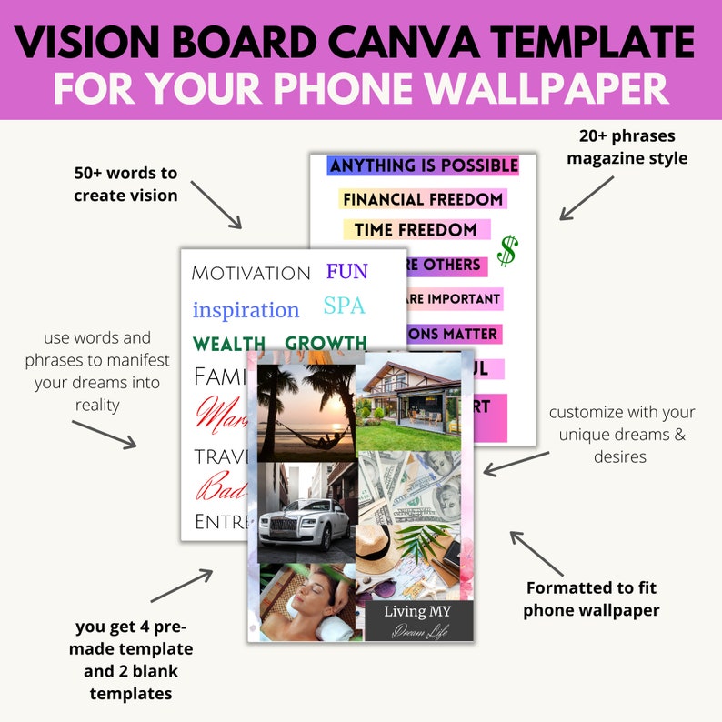 Vision Board Wallpaper Canva Template for Your PHONE - Etsy