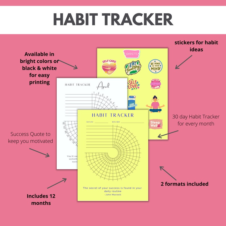 12 Month Habit Tracker Wellness Tracker for Self-care - Etsy