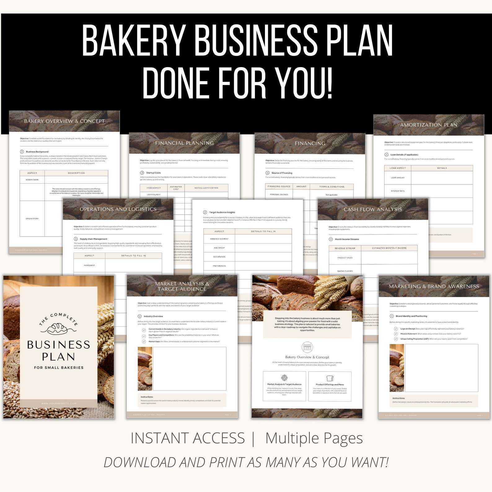 Bakery Business Plan, Printable Business Planner, Business Guide ...