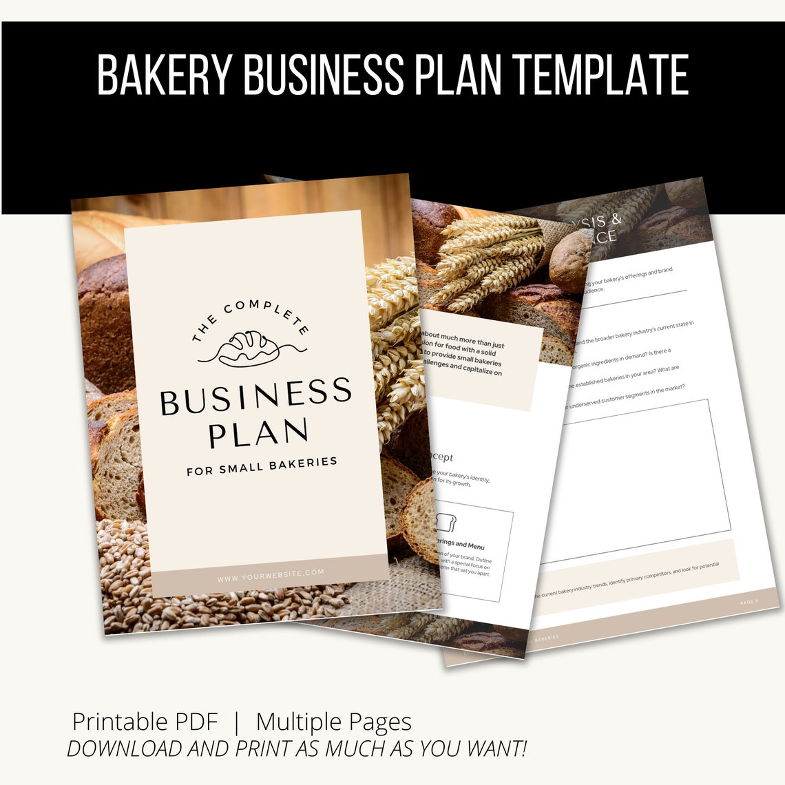 Bakery Business Plan, Printable Business Planner, Business Guide ...