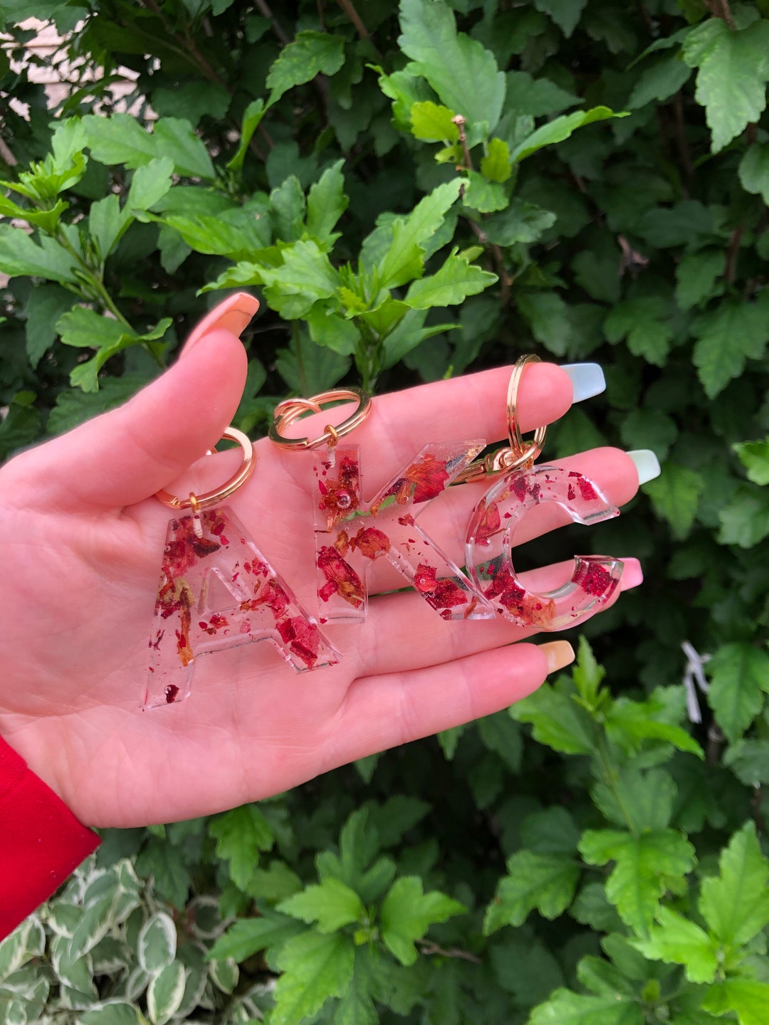 Rose Petal Resin Keychain | Crushed Rose Resin Keychain - Etsy