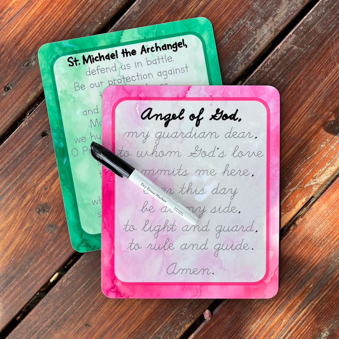 Guardian Angel or St. Michael Prayer Customizable Portable Tracing ...