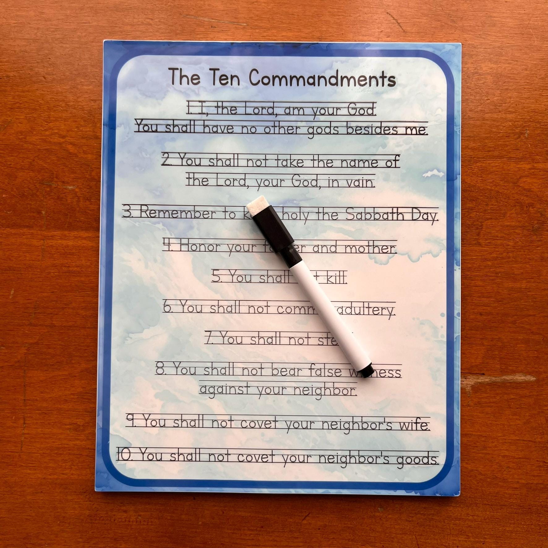 Ten Commandments Customizable Portable Tracing Practice - Dry-erase ...