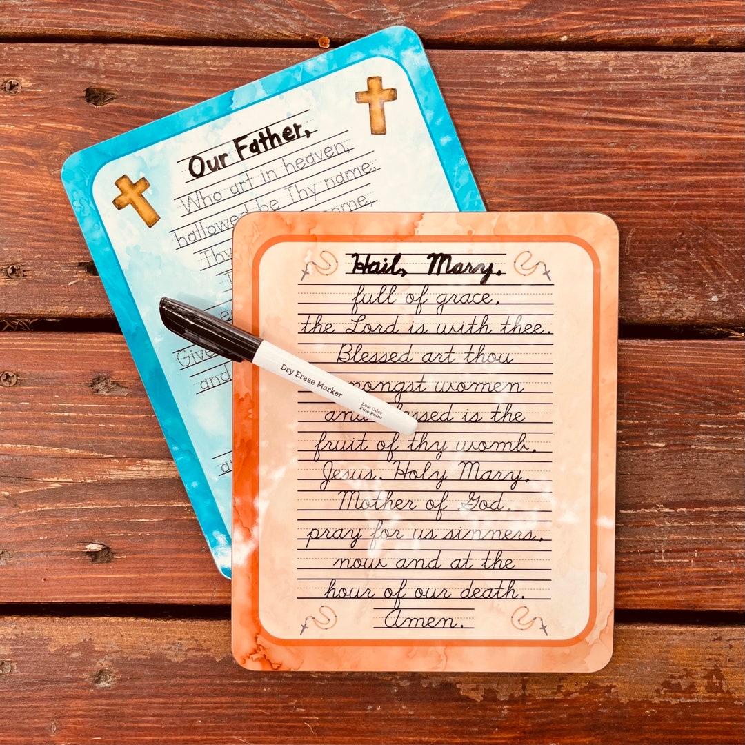 Hail, Mary, or Our Father Customizable Hardboard Tracing Practice - Dry ...