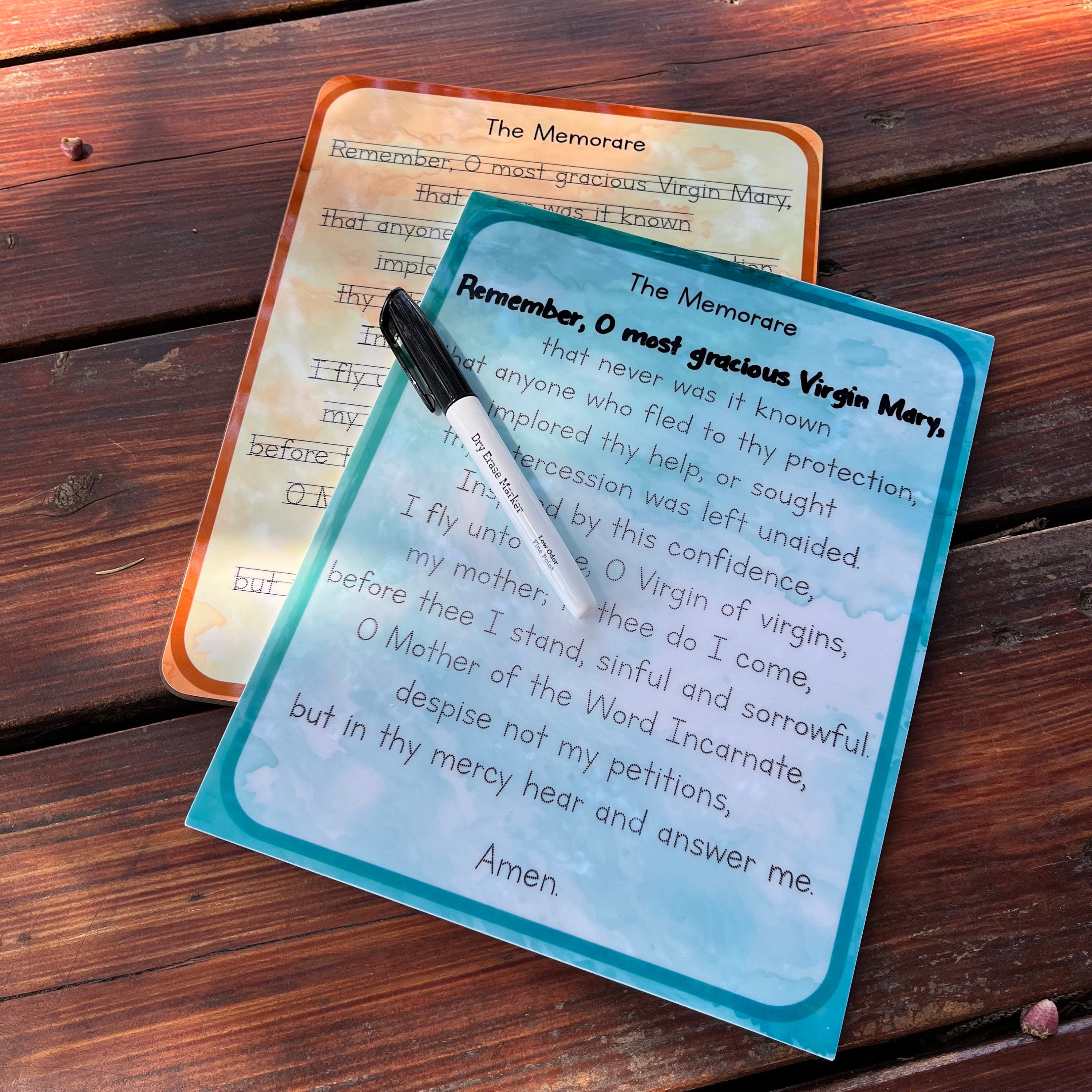 Memorare Customizable Portable Prayer Tracing Practice Board Dry-erase ...