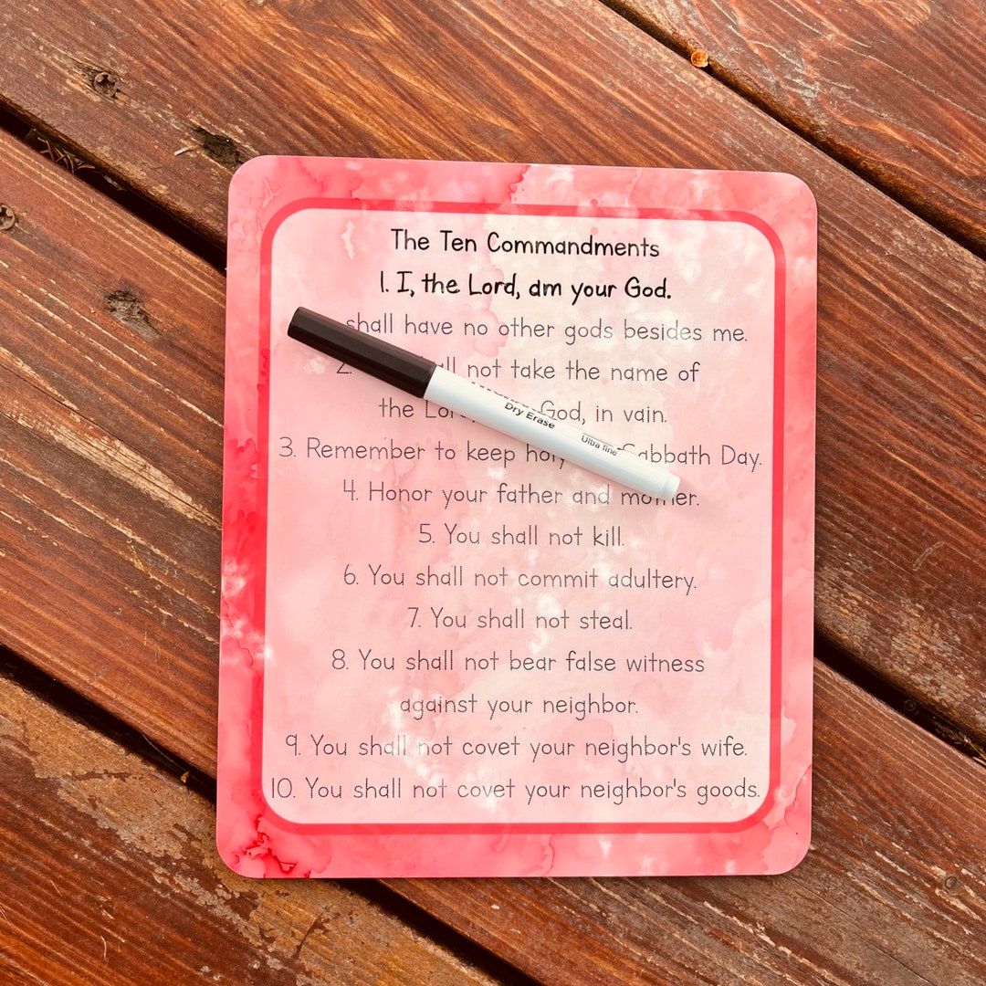 Ten Commandments Customizable Portable Tracing Practice - Dry-erase ...