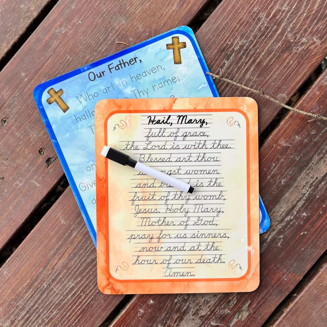 Hail, Mary, or Our Father Customizable Hardboard Tracing Practice - Dry ...