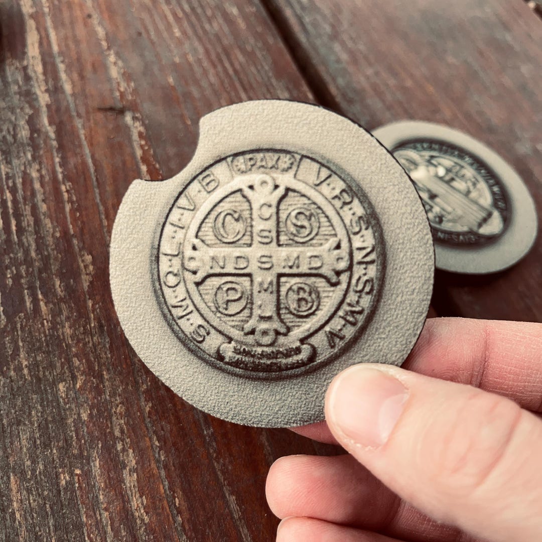 Saint Benedict Medal Car Coasters: Small Catholic Gift! Fit Most ...